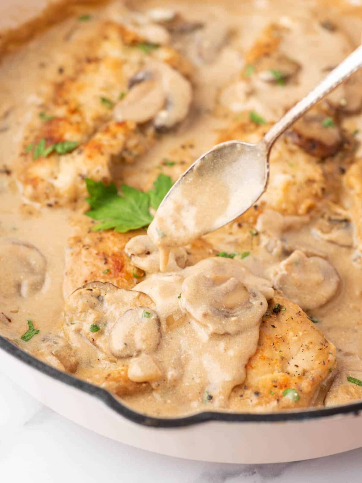 Stroganoff cremoso de pollo y champiñones - Cocina Facil