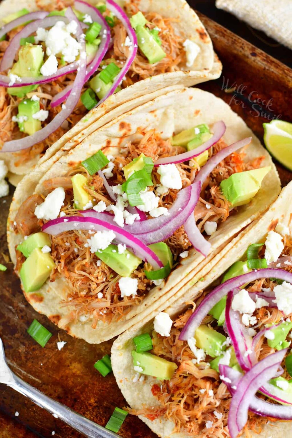 tacos de pollo desmenuzado - Cocina Facil